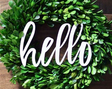 Hello Wood Word Cutout Wreath Decor Hello Sign White Hello Etsy