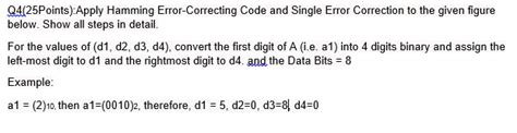 Solved Q4 25points Apply Hamming Error Correcting Code And