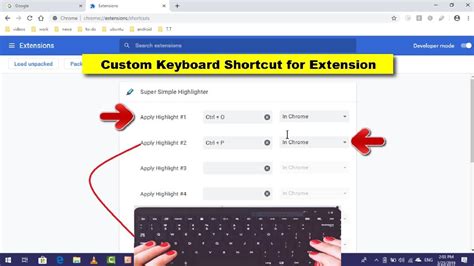 how to add custom keyboard shortcuts for extensions on chrome in