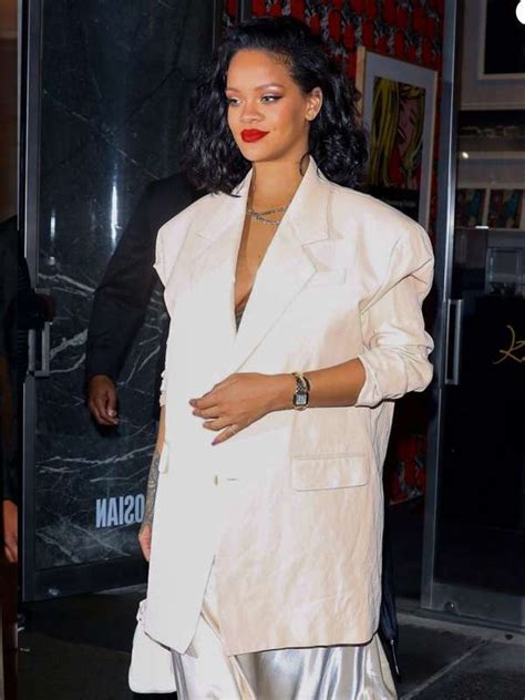 Rihanna Street Style Beige Blazer New American Jackets