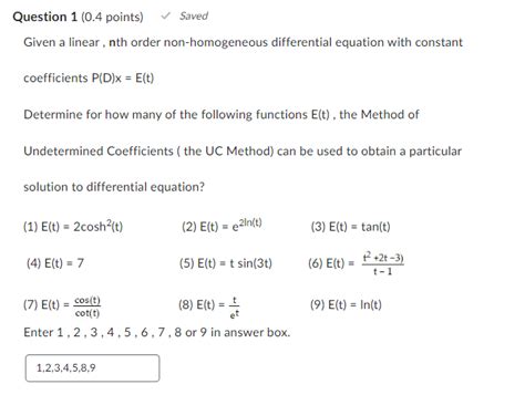 Given A Linear Nth Order Non Homogeneous