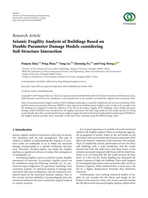 Pdf Seismic Fragility Analysis Of Buildings Based On Double Parameter