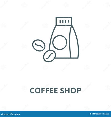 Coffee Shop Line Icon Vector Coffee Shop Outline Sign Concept Symbol Flat Illustration Stock