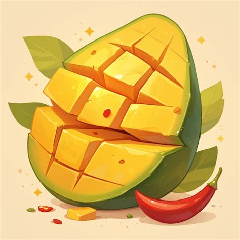 Premium Vector Sliced Mango With Chili And Lime