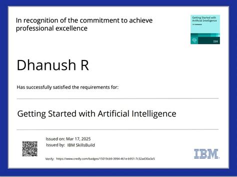 Ibm Skillsbuild Ai Machinelearning Artificialintelligence Dhanush R