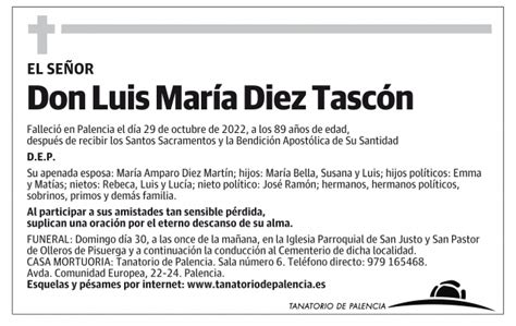 Luis María Diez Tascón Esquela Necrológica El Norte De Castilla