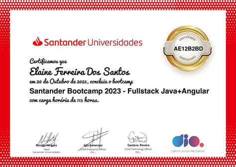Mais Um Bootcamp Concluído Santander Bootcamp 2023 Fullstack Javaangular Elaine Santos