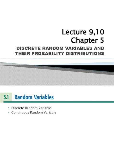 Lecture 910 Chapter 5 Probability Distribution Pdf Probability