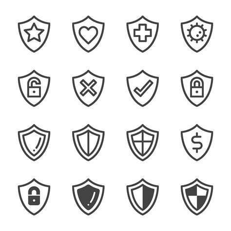 Shield Icon Set 49699673 Vector Art At Vecteezy