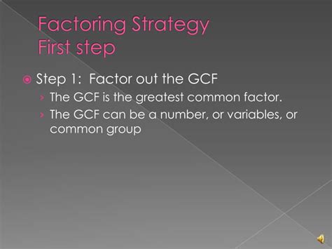 Lesson 1 3 General Factoring Summary Ppt