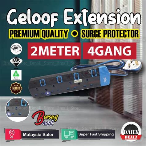 Sirim Approved Surge Protector Extension Trailing Cord 2pin Plug 4 Gang 2m Lazada