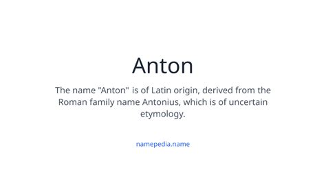 Anton Meaning Nicknames Origins And More Namepedia