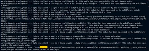 Yarn Dependencies Fail To Install Using Commands From The Graph