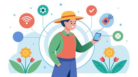 Premium Vector A Farmer Inputs Their Crop Rotation Schedule Into A Central System Which Uses