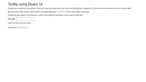 Tooltip Using Jquery Ui