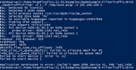 cant run the dpdkexample filtertraffic · issue 869 · seladb