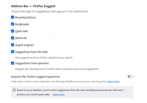 Customize Firefox Suggest Settings Firefox Help