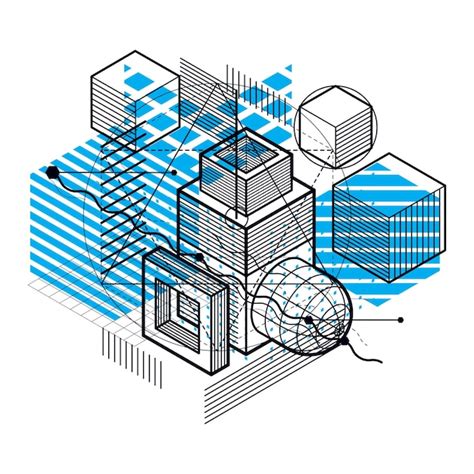 Premium Vector Abstract Design With 3d Linear Mesh Shapes And Figures Vector Isometric