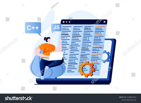 Software Development Concept People Scene Flat Stock Illustration