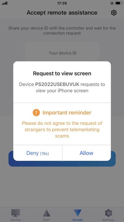 Access And Control Iosandroid Screen