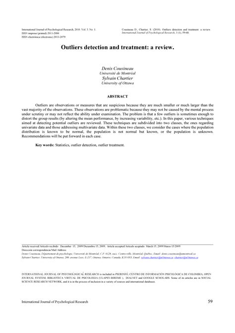 Pdf Outliers Detection And Treatment A Review