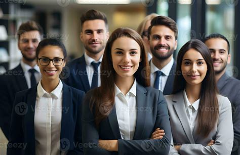 A Diverse Group Of Business People Poses For A Professional Team Photo Exuding Confidence And