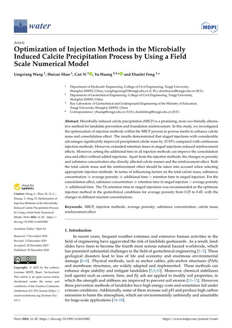 Pdf Optimization Of Injection Methods In The Microbially Induced