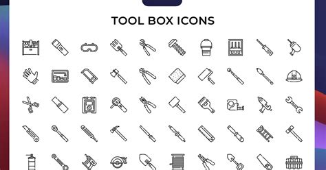 Tool Box Icons Icons Ft Axe And Bucket Envato