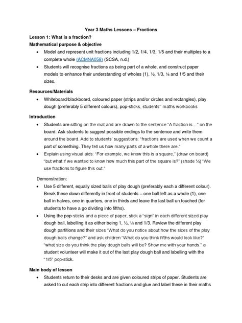 Maths Lesson Sequence Fractions Pdf Fraction Mathematics Maths Lesson Sequence Fractions Pdf Fraction Mathematics