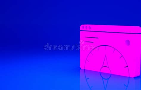Pink Web Analytics Information And Development Website Statistic Icon Isolated On Blue