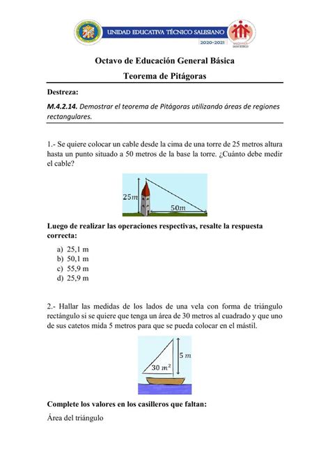 Teorema De Pitágoras Free Activity Live Worksheets