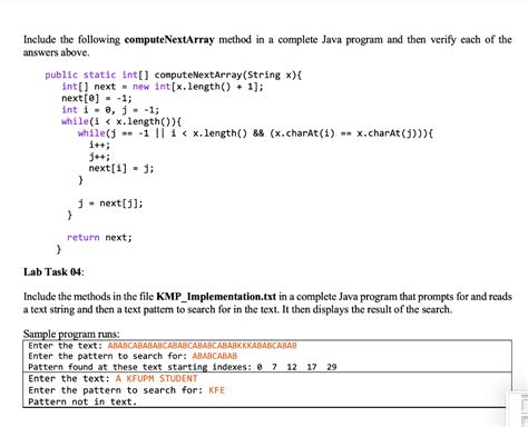 Solved Lab Task Write A Java Program To Implement The Chegg Com
