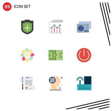 9 Thematic Vector Flat Colors And Editable Symbols Of Field Flower Line Easter Shopping Editable