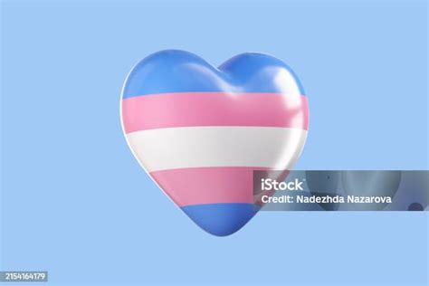 트랜스젠더 플래그 하트 아이콘 기호입니다 폭력 차별 인권 침해에 반대하는 프라이드의 달 축하 평등과 자기 확인 3d 렌더링 그림 바이섹슈얼 프라이드 깃발에 대한 스톡 사진