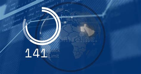 Digital World Map With Data Processing Animation Over Stock Market Graph Stock Footage Video