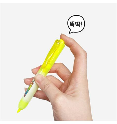 똑딱 형광펜 노크식 간편한 볼펜식 밑줄 라이너 뚜껑없는 암기펜 신학기 문구 노랑 주황 핑크 연두 티몬