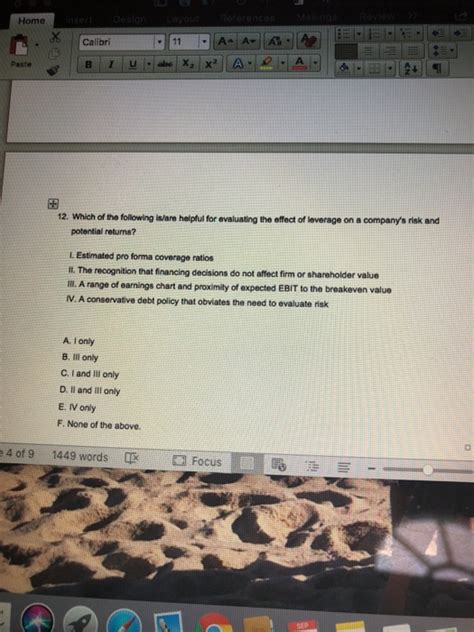 Solved Home Calibri Paste 12 Which Of The Following Is Are Chegg Com