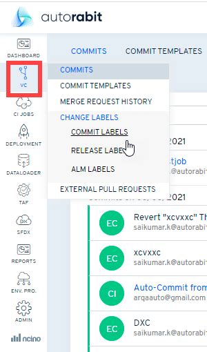 Commit Labels Autorabit Knowledge Base