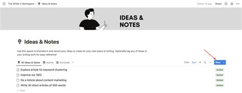 The Writers Workspace Notion Template Cliff