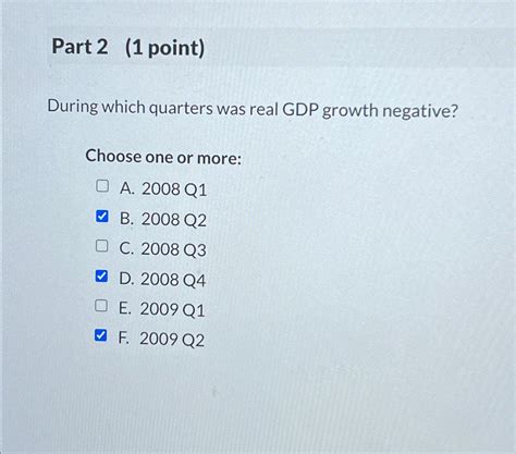 Solved Part 2 (1 ﻿point)During which quarters was real GDP | Chegg.com