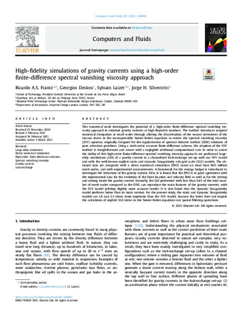 Pdf High Fidelity Simulations Of Gravity Currents Using A High Order Finite Difference
