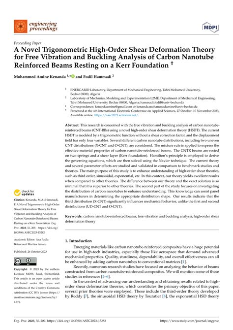 Pdf A Novel Trigonometric High Order Shear Deformation Theory For Free Vibration And Buckling