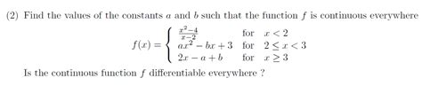 Solved Find The Values Of The Constants A And B ﻿such That