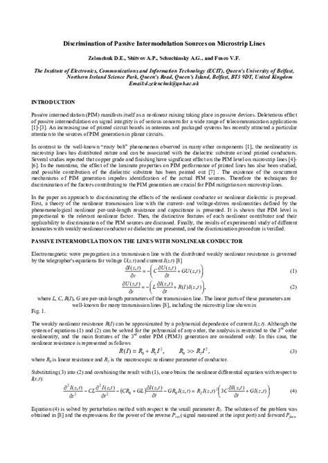 Pdf Discrimination Of Passive Intermodulation Sources On Microstrip Lines