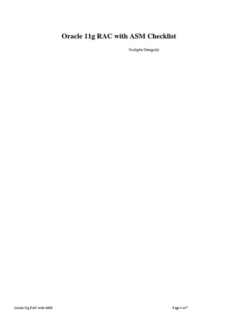 oracle 11g rac installation checklist pdf network interface