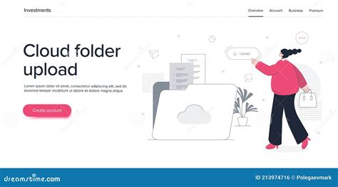Young Woman Using Cloud Folder Service In Flat Vector Illustration