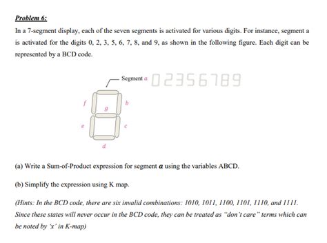solved problem 6 in a 7 segment display each of the seven