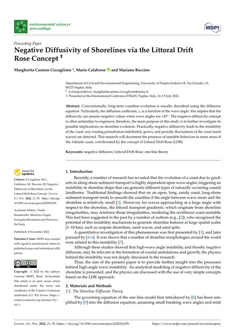 Pdf Negative Diffusivity Of Shorelines Via The Littoral Drift Rose