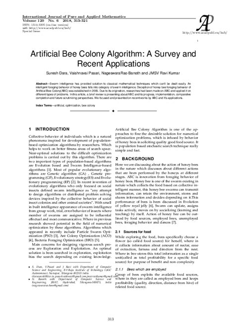 pdf artificial bee colony algorithm a survey and recent