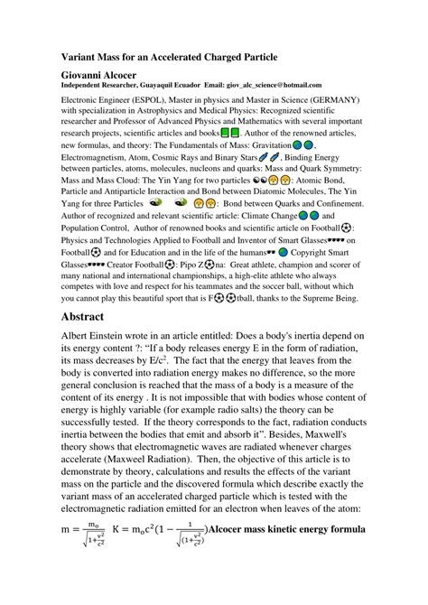 Pdf Variant Mass For An Accelerated Charged Particle